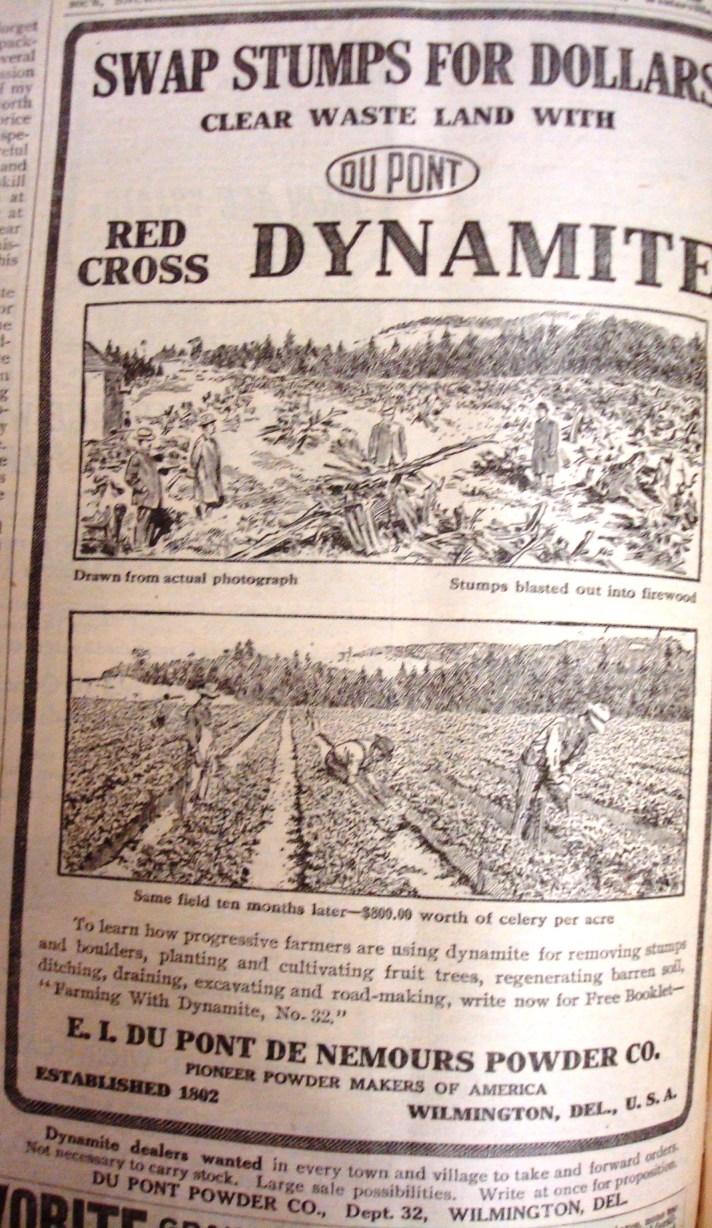 “Free Booklet– Farming with Dynamite, No. 32” – A Hundred Years Ago
