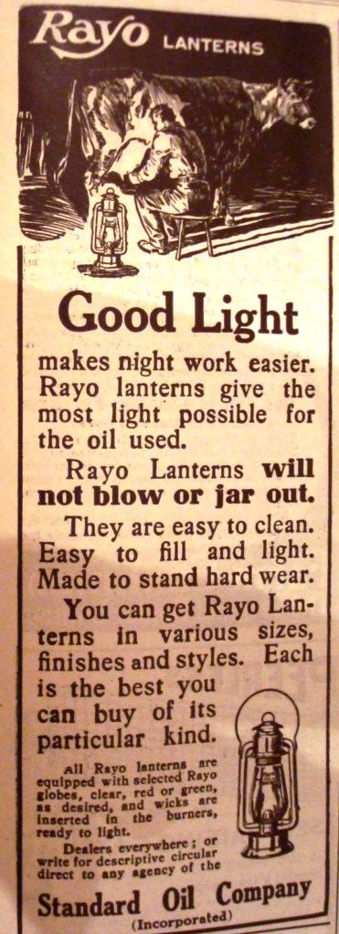 Rayo Lanterns Advertisement – A Hundred Years Ago