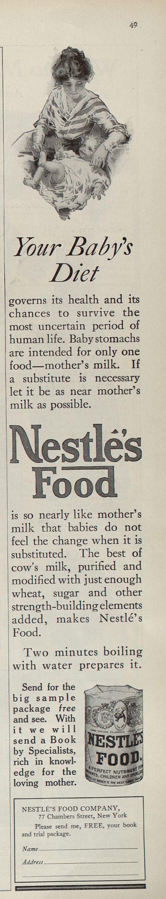 1913 Nestle’s Food (Baby Formula) Advertisement – A Hundred Years Ago