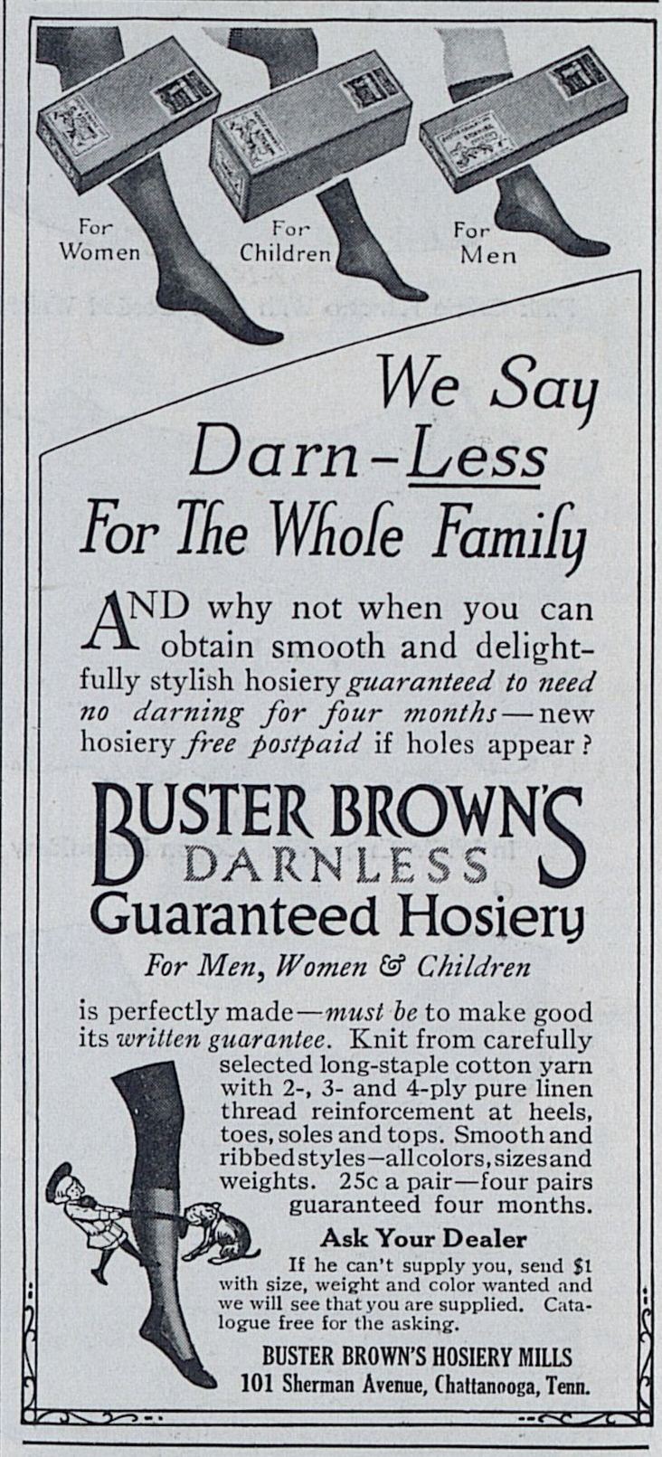 1914 Buster Brown’s Darnless Socks Advertisement – A Hundred Years Ago