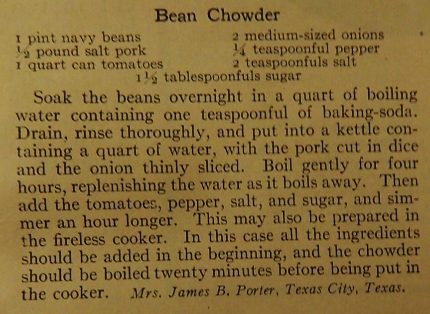 Hundred-Year-Old Bean Chowder Recipe – A Hundred Years Ago