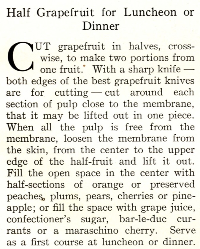 Hundred-year-old Grapefruit Serving Suggestion – A Hundred Years Ago
