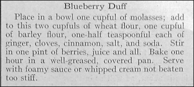 Old-fashioned Blueberry Duff – A Hundred Years Ago