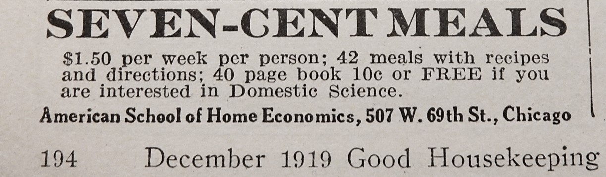 Seven-Cent Meals – A Hundred Years Ago