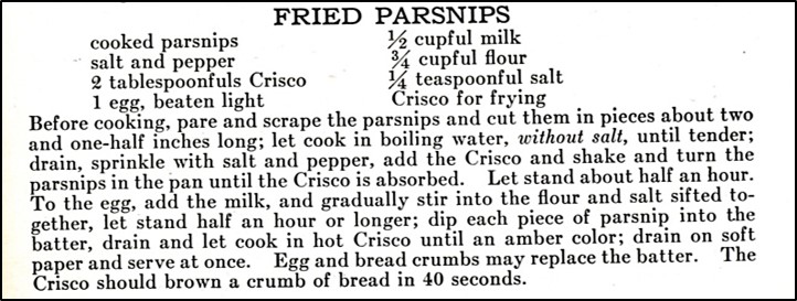Old-fashioned Fried Parsnips – A Hundred Years Ago