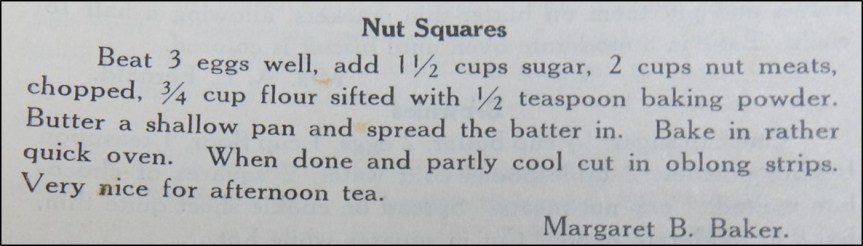 Old-fashioned Nut Squares – A Hundred Years Ago