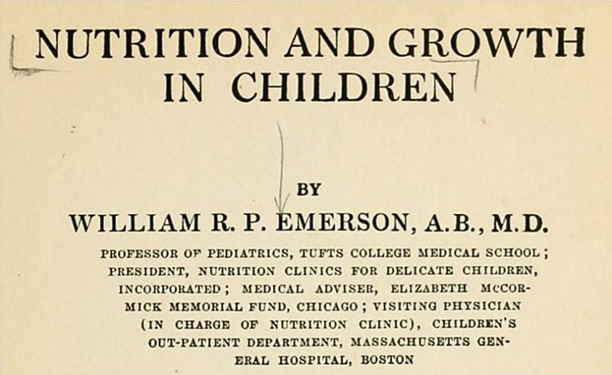 Nutrition and Growth in Children: 1922 Book Review – A Hundred Years Ago
