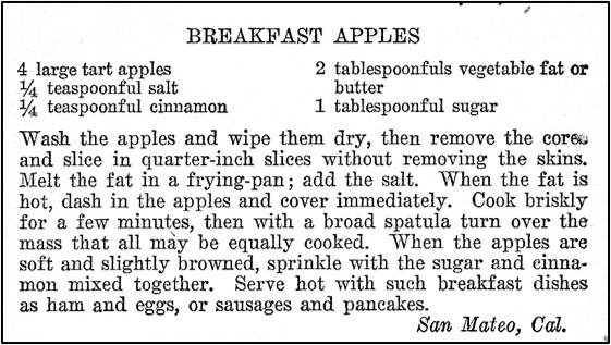 Old-fashioned Breakfast Apples – A Hundred Years Ago