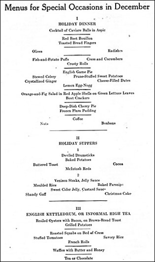 1922 December Menus for Special Occasions – A Hundred Years Ago