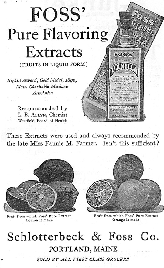 1923 Foss’ Pure Flavoring Extracts Advertisement – A Hundred Years Ago