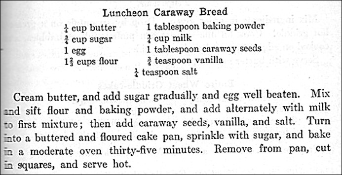 Old-Fashioned Luncheon Caraway Bread – A Hundred Years Ago