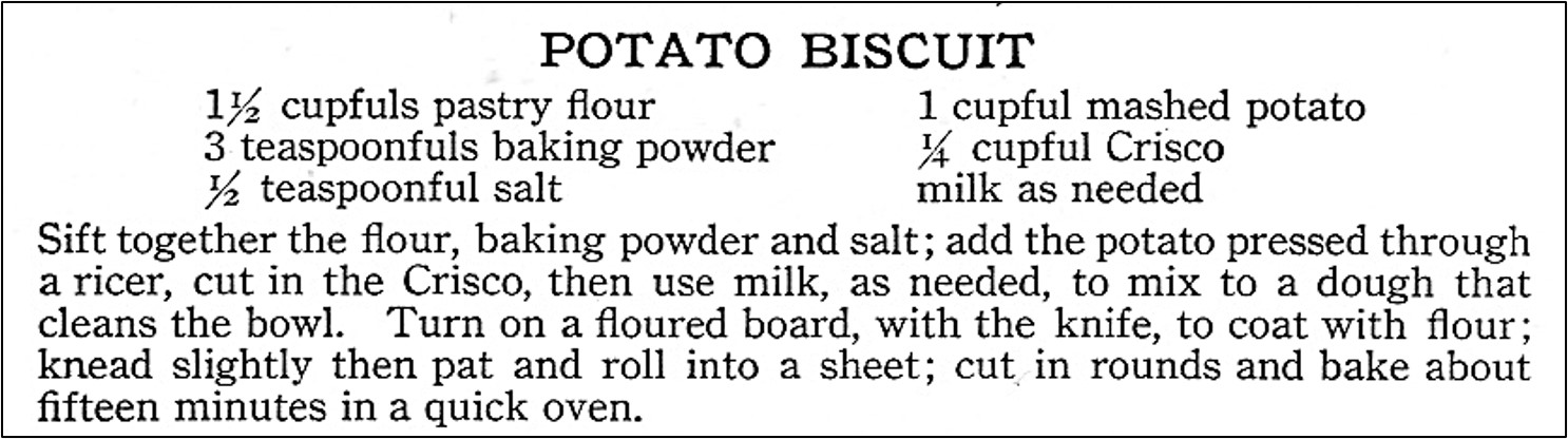 Old-Fashioned Potato Biscuits – A Hundred Years Ago