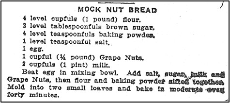 Old-Fashioned Mock Nut Bread (Grape Nuts Bread) – A Hundred Years Ago