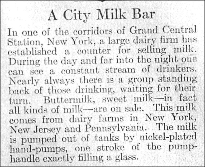 1925 New York City Milk Bar – A Hundred Years Ago